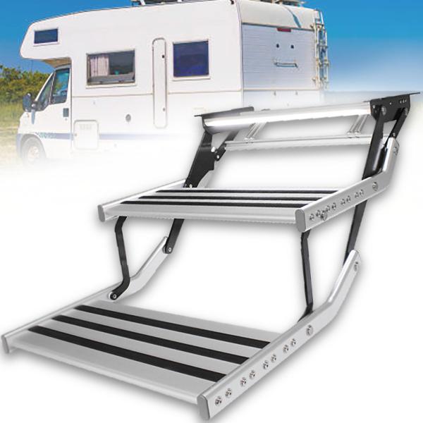 商品名:  RV Step Camper Stair Folding Manual Double Drop Down Steps 440Lbs Capacity, Non-Slip Steps for Safe Entry and Exit...