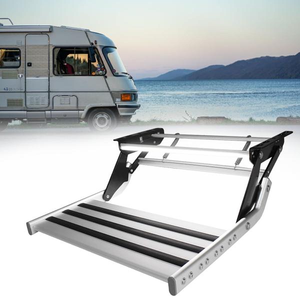 商品名:  RV Step Camper Stair Folding Manual Double Drop Down Steps 440Lbs Capacity, Non-Slip Steps for Safe Entry and Exit...