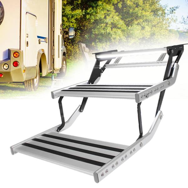 商品名:  RV Steps, Manual/Electric Retractable RV Stairs, Foldable, 440 LBS Load Capacity, Aluminum Alloy Steps, Thickened ...