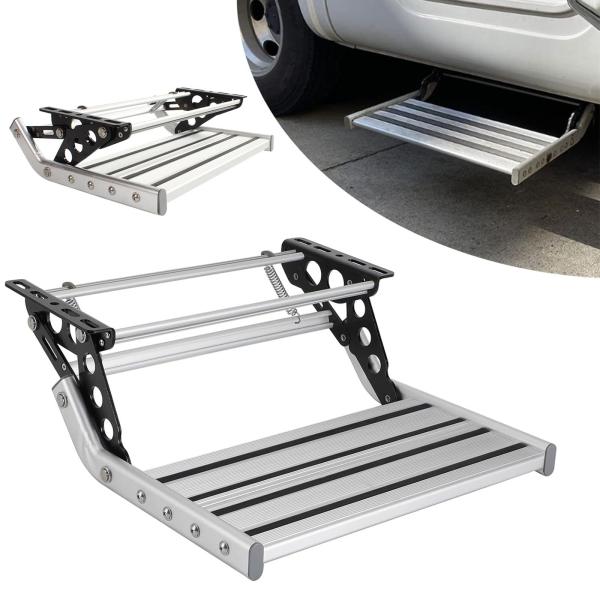 商品名:  Naturalpowev Manual Aluminum Alloy Folding Single Step with Wide Pedal, RV Stairs for Motorhome RV Camper Van Trav...