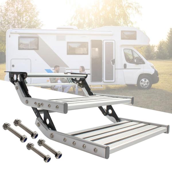 商品名:  Naturalpowev RV Step Camper Stair Folding Manual Drop Down Steps, Anti-Slip Pedal, Aluminum Alloy Steps for RV and...