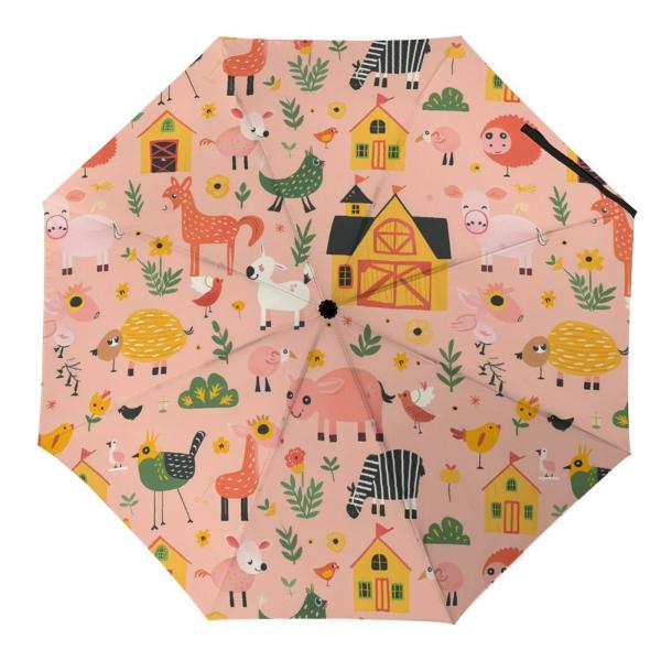 商品名:  Farm Cow Chicken Animals Travel Umbrella for Rain Windproof UV Protection 3 Fold Umbrellas Portable to Backpack Ca...