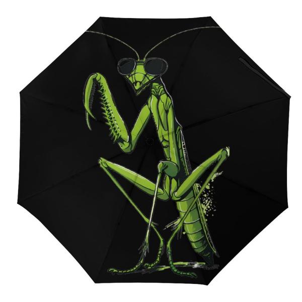 商品名:  Praying Mantis in Glasses Travel Umbrella for Rain Windproof UV Protection 3 Fold Umbrellas Portable to Backpack C...