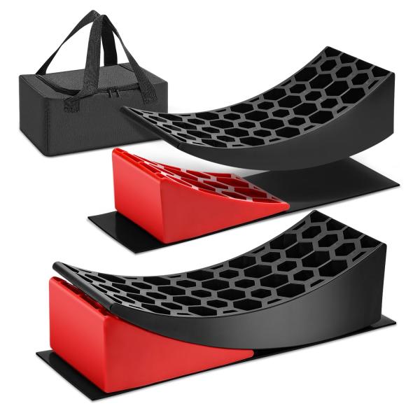 商品名: DNA MOTORING 2パック レベリングランプ RVキャンパー トラベルトレーラー用 カーブしたRVレベラー 2輪止め付き マット2枚 キャリーバッグ付き 簡単&amp;迅速に水平に レッド TOOLS-00703 DNA ...