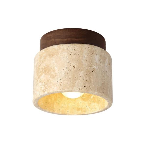 商品名:  Chandelier, E27 Semi Flush Mount Ceiling Light Fixture Rustic Marble Chandelier Retro Ceiling Lamp Wood Color and ...