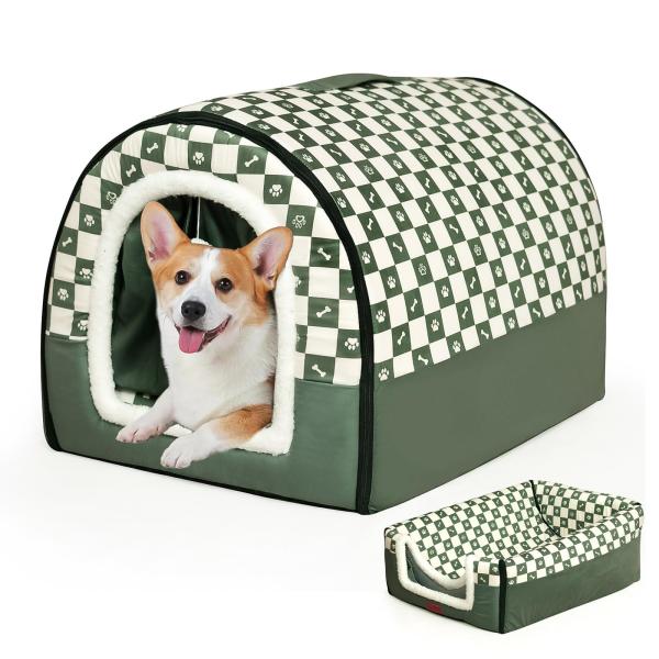 商品名:  Dog House Indoor, Cozy Dog Cave Bed with Door Curtain, Cushion Mat, Removable and Washable Cover, Multi-Purpose Co...