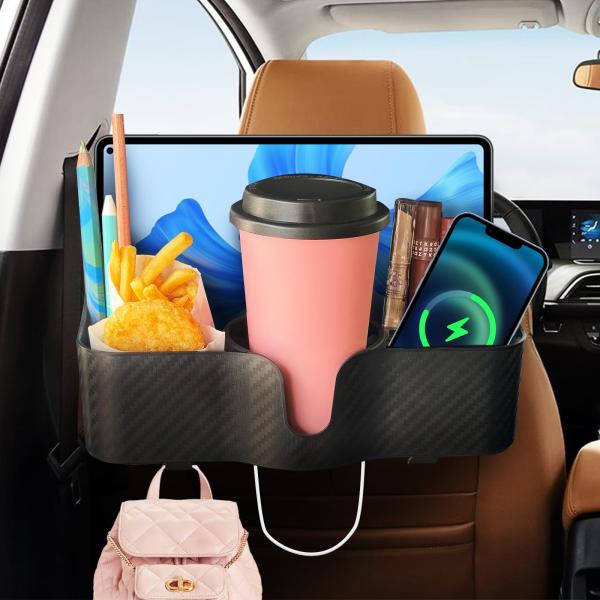 商品名: PANSDORE カーシートオーガナイザー 3イン1 車用カップホルダー/自動車用シートバックオーガナイザー ヘッドレストフック付き ヘッドレストストラット付きシートに最適 (1パック) 4-in-1 Car Headrest B...