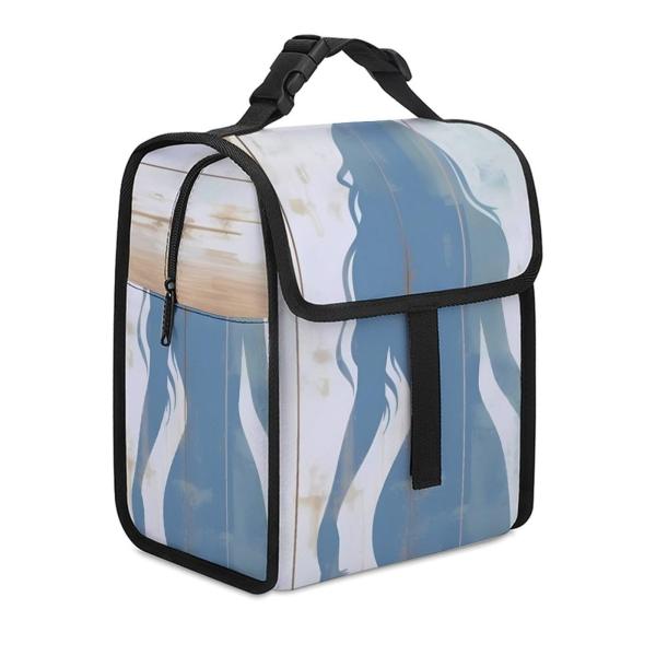商品名:  Blue Mermaid On Wood Print Insulated Lunch Bag Portable Cooler Tote Bag Reusable Lunch Box Handbag for Work Picnic...