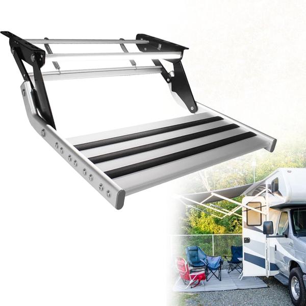 商品名:  YQDDM RV Camper Stair Folding Manual Double Drop Down Steps 440Lbs Capacity, Non-Slip Steps for Safe Entry and Exi...