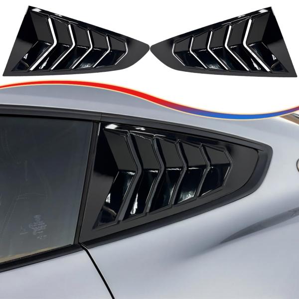 商品名: MUXEE ウィンドウルーバー サイドベントウィンドウルーバー 2個 フォードマスタング2015-2023用、ABSプリントスポーツウィンドウ装飾カバー、外装トリムアクセサリー - ブライトブラック(GT350 GT500非対応)...