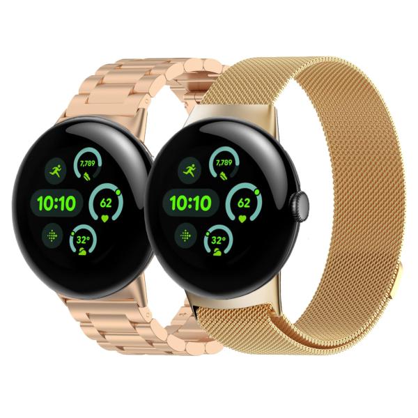 商品名: Tovimall メタルバンド Google Pixel Watch 3 45mm ウォッチバンド ステンレススチールウォッチバンド ミラネーゼ交換用腕時計バンド 女性用 (2個パック), 宝石なし Tovimall Metal ...