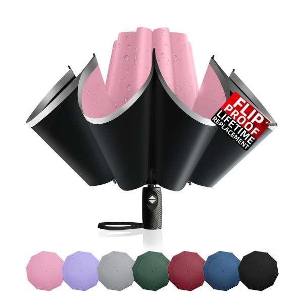 商品名: Trenovo 反転傘 反射ストライプ付き防風トラベル傘 逆さコンパクト傘 雨兼用 折りたたみ日傘 UV傘 自動逆さ傘 ポータブル 大型傘 車のバックパック用 Windproof Trave Inverted Umbrella W...