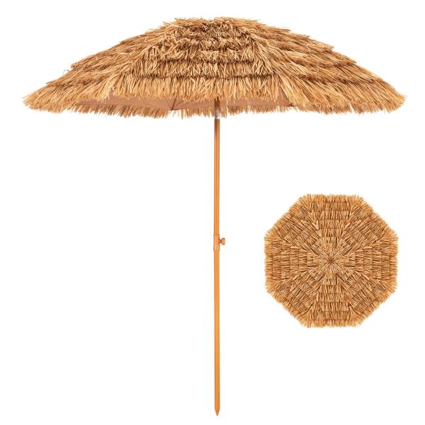 商品名: Aoxun 7.5フィート 茅葺き ティキ傘 チルト付き トロピカル パラパ ラフィア ティキ ビーチパラソル (ベースなし) Aoxun 7.5 FT Thatched Tiki Umbrella with Tilt, Pati...