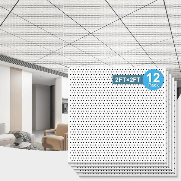 商品名:  Art3d Acoustic Drop Ceiling Tiles 2x2ft 12-Pack, Soundproof Panels 24x24 for Wall Coverings, Whiteブランド: Art3d商品サイズ...