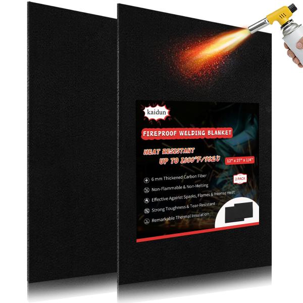 商品名:  kaidun 1/4" (6mm) 12" x 27" 2 Pack Welding Blanket Fireproof Pad, Fire Resistant Carbon Felt Cloth, Flame Retardan...
