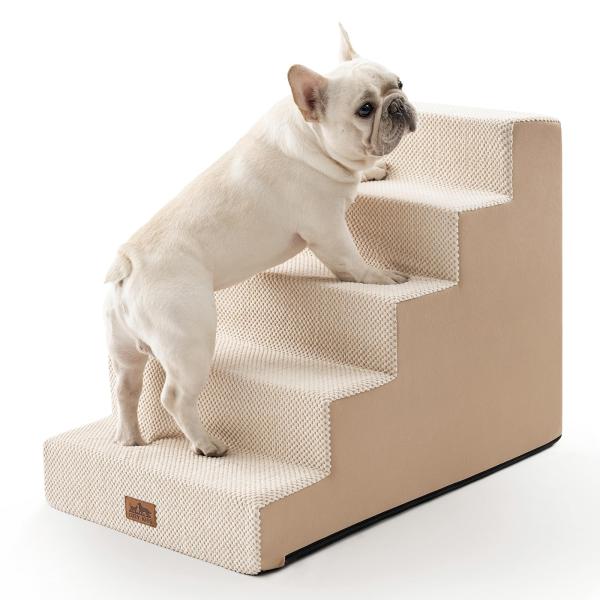 商品名:  COZY KISS Dog Stairs for Small Dogs, 5 Tier Wider Pet Stairs for High Beds, 23.6" H Non-Slip Dog Steps for Old Cat...