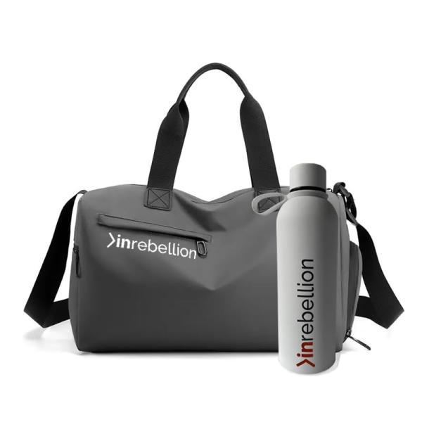 商品名: In rebellion - ジムバッグセット 17オンスのウォーターボトル付き - メンズジムバッグ - トラベルバッグ - トラベルダッフルバッグ - 男性用ワークアウトギフト - バスケットボールバッグ - キャリーオンバッ...