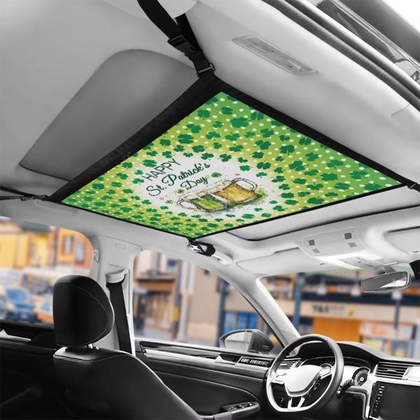 商品名: Pirexcny 聖パトリックの日 カールーフネット 31.75インチx24インチ フレッシュカー天井カーゴネット ユニバーサルカーストレージネットポケット ハンドル4つ付き 交換用車内ルーフストレージネット ホリデーギフト Pi...