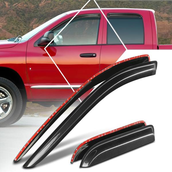 商品名:  PM PERFORMOTOR 4Pcs Side Window Visors Deflector Compatible with 2002-2009 Dodge Ram 1500 2500 3500 Crew Cab, Carb...