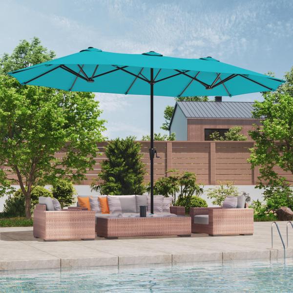 商品名: Bonosuki (ボノスキ) 13フィート 大型パティオ傘 プッシュボタン傾斜とクランク付き 屋外両面長方形市場傘 12本の頑丈な骨付き 紫外線保護 市場/庭/デッキ/裏庭/プール用 (ベースなし) Bonosuki 13ft ...