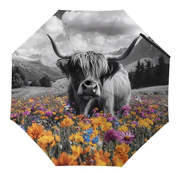 商品名:  Highland Cow with Mountain Umbrellas for Rain Travel Umbrella Windproof Compact Automatic Folding Umbrella Automat...