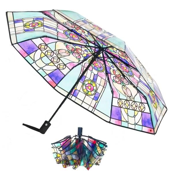 商品名:  Vintage Stained Glass Automatic Umbrella, Hand-Painted Glass Clear Umbrella, Stained Glass Umbrella, Stained Glass...