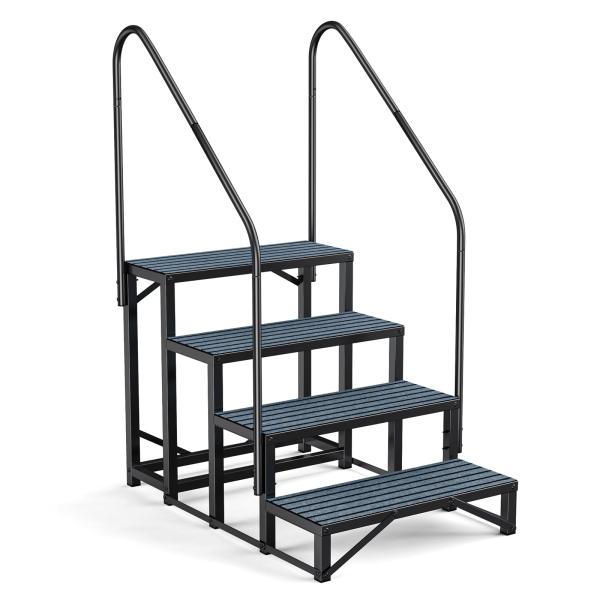 商品名: Fumingpal RVステップスパステップ 手すり付き - 4ステップホットタブステップトレーラーステップ モバイルホーム階段 5輪RV、トレーラー、ホットタブ、プール、ポーチ用 滑り止めマット付き RV Steps Spa S...