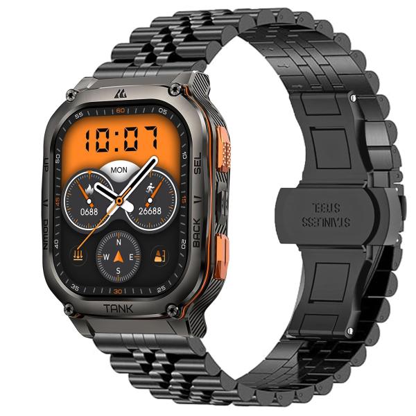 商品名: Lamshaw (ラムショウ) スマートウォッチバンドに対応 ソリッドステンレススチールメタルバンド バタフライ折りたたみクラスプリンクブレスレット AMAZTIM M3 M3 Ultra、T2 T3 Ultraスマートウォッチ、...