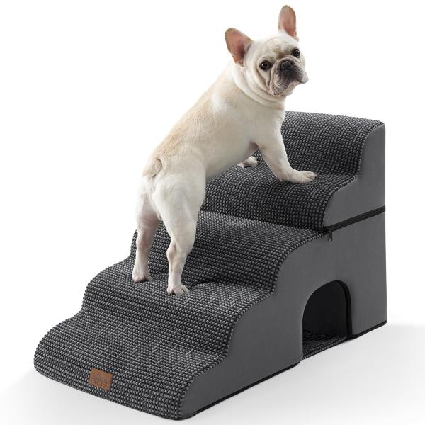 商品名:  COZY KISS Wide Dog Stairs for Bed with Tunnel 19.7" Width, Foam Detachable Large Dog Step for Small Dog, Puppy or ...