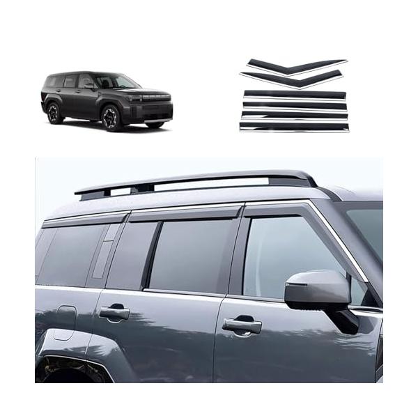 商品名: TERDARAYサイドウィンドウディフレクターバイザー Hyundai Santa Fe 2024 2025 アクリルスモークティントサンレインウィンドガードシールドベントカバー 外装カーアクセサリー 6個 TERDARAY Si...