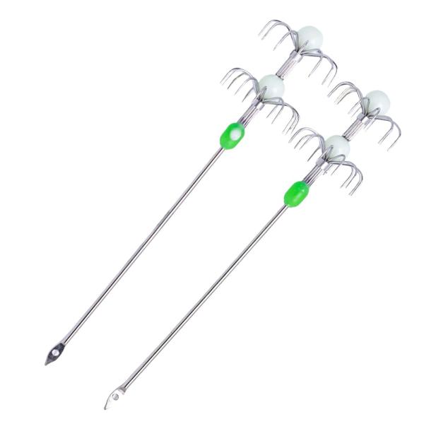 商品名: VOCUE 2個 発光イカ生エビフック ステンレススチール傘フック 釣り イカスリーブ イカジグ 餌フック VOCUE 2Pcs Luminously Squid Live Shrimp Hook Stainless Steel ...