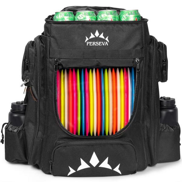 商品名: PERSEVAブラックディスクゴルフクーラーバッグ。 PERSEVA Lightweight Frisbee Disc Golf Bag with Cooler for Large Storage ? Disc Golf Carr...