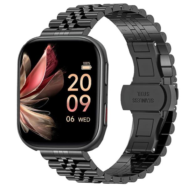 商品名: FITVIIスマートウォッチ用バンド、18mm、20mm、22mmのソリッドステンレススチールメタルバンド、バタフライ折りたたみクラスプリンクブレスレット。FITVII Nexa、HM57、HM78、HM68、HM21、H56、H...