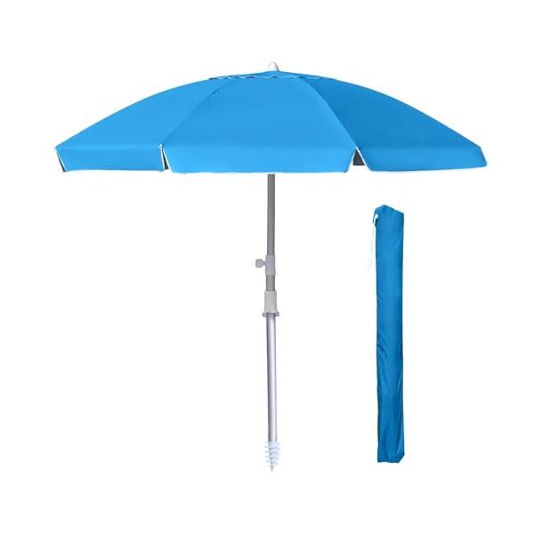 商品名: LANMOUNTAIN (ランマウンテン) 8フィート 大型ビーチパラソル 高耐久 耐風 ポータブルサンシェード 傾斜ポール&amp;サンドアンカー付き ショルダーキャリーバッグ付き UV 50+保護 パティオガーデンプール用通気...