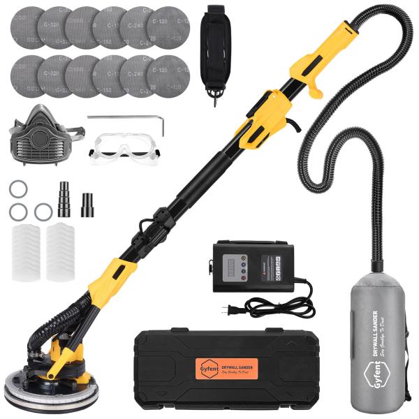 商品名:  Gyfent Brushless Drywall Sander, 1200W 10-Amp Popcorn Ceiling Removal Tool with 800-2200RPM 8 Variable Speed 12pcs...