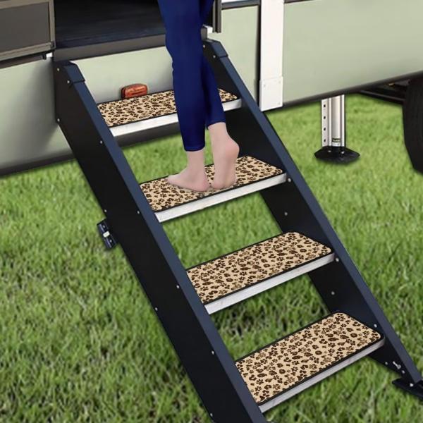 商品名:  Brosoneto RV Step Covers 4 Pack Brown Dog Paw RV Step Rug Compatible with Step for Mobile Home, Camper, Camper Ste...