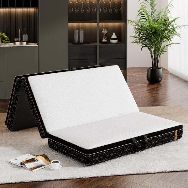 商品名:  Tri-Fold Memory Foam Mattress Queen - 6 Inch Portable Folding Mattress with Handle &amp; Washable Cover, Floor Bed...