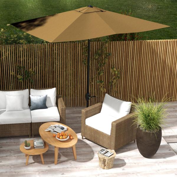 商品名:  RCCFBHM 9.6FT Rectangular Patio Umbrella, Outdoor Table Umbrella, Deck Umbrella with Push Button Tilt and Crank wi...
