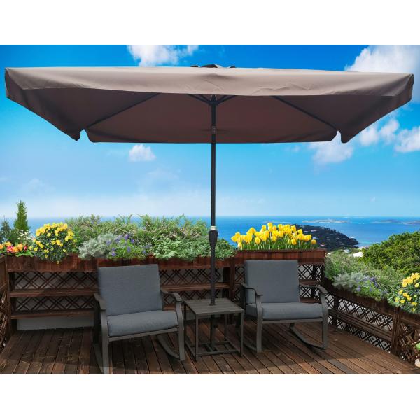 商品名:  RCCFBHM 10 FT Rectangular Patio Umbrella, Outdoor Umbrella, Deck Umbrella with Push Button Tilt and Crank with 8 R...