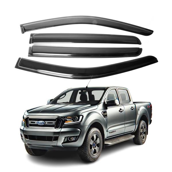 商品名:  Fits for Ford Ranger T6/T7 2012 2013 2014 2015 2016 2017 2018; Premier Smoke Window Visor Set - Sun, Rain, and Ven...
