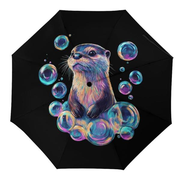 商品名:  Otter Colorful Bubbles Tri-fold Reverse Folding Umbrella Portable Travel Umbrella Automatic &amp; Manual Windproof...