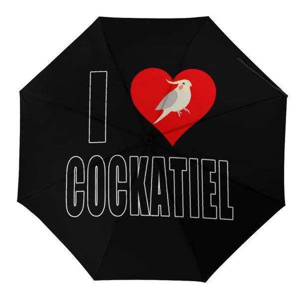 商品名:  I Love Cockatiel Bird Tri-fold Reverse Folding Umbrella Portable Travel Umbrella Automatic &amp; Manual Windproof ...