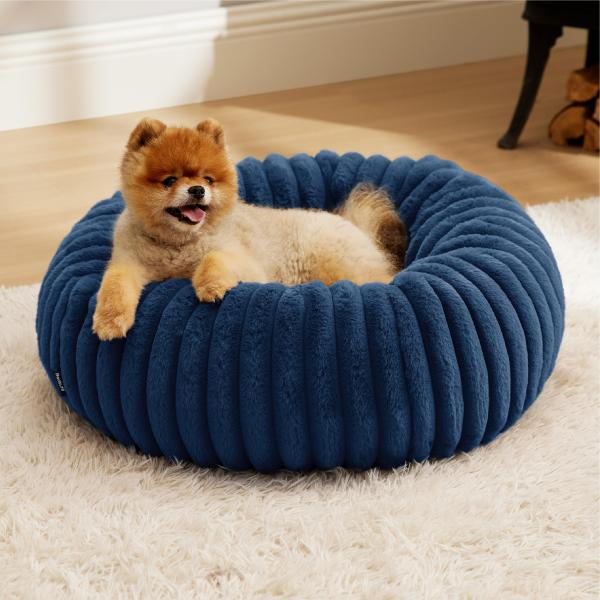 商品名:  Bedsure Donut Small Dog Bed - Dog Beds for Small Dogs with Corduroy Fleece &amp; Anti Slip Bottom, Round Faux Fur ...