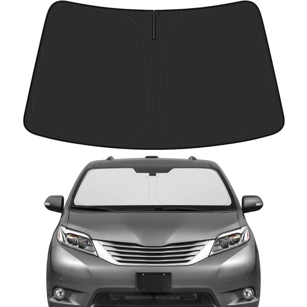 商品名: BIBLOZ 車用フロントガラスサンシェード トヨタ シエナ 2011-2020 アクセサリー 折りたたみ式 車 PET サンシェード 車内を涼しく保ちます BIBLOZ Car Windshield Sun Shade for ...