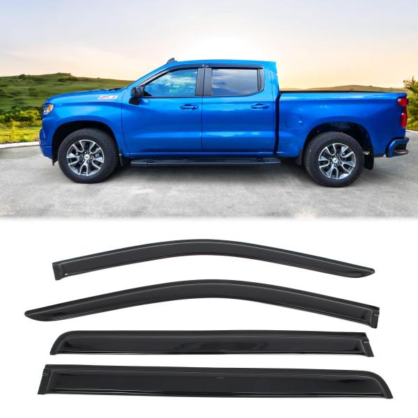 商品名:  FREEMOTOR802〓 Tape-on Side Window Visors Wind Deflectors Rain Sun Guards Vent Visors, Compatible with 2019-2025 Ch...
