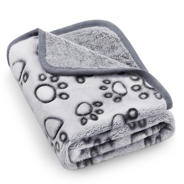 商品名: Luciphia プレミアムソフトドッグブランケット 小中大型犬用 洗える ふわふわ 暖かい フリース 子犬 猫 ブランケット 足跡 ペット フランネル グレー 肉球 M(76.2cmx50.8 cm) Luciphia Prem...