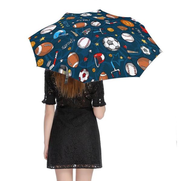商品名:  Nugier Automatic Umbrella, 3-Fold 8 Ribs Travel Sun Parasol Strong Rain Folding Umbrella UV Protection Outer Print...