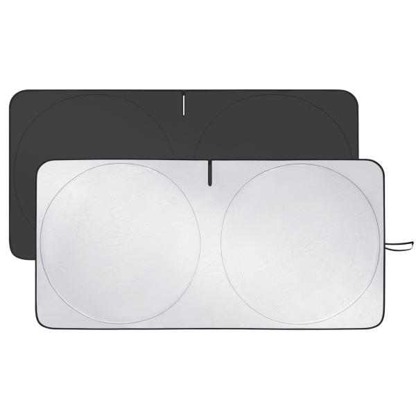 商品名: 車用フロントガラスサンシェード、取り付け簡単、2層デザイン、紫外線を99%ブロック、車のクーラーを維持。小型セダン、ミニSUV、ハッチバックミディアム(64x32インチ)に適合 Car Windshield Sun Shade E...