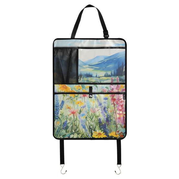 商品名:  BOENLE Car Seat Back Organizer Pink-purple Wildflower Bushes 1 Pack Waterproof Kick Mats Backseat Protector From D...