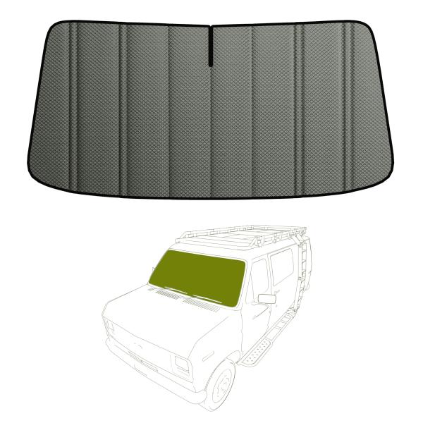 商品名: VANNCAMP デラックスフロントガラスカバー フォードエコノライン用 センサーなし 寒冷地の必需品 ダイレクトフィット 遮光断熱 エコノラインバンアクセサリー 高さ34.5インチ VANNCAMP Extra-Thick Wi...